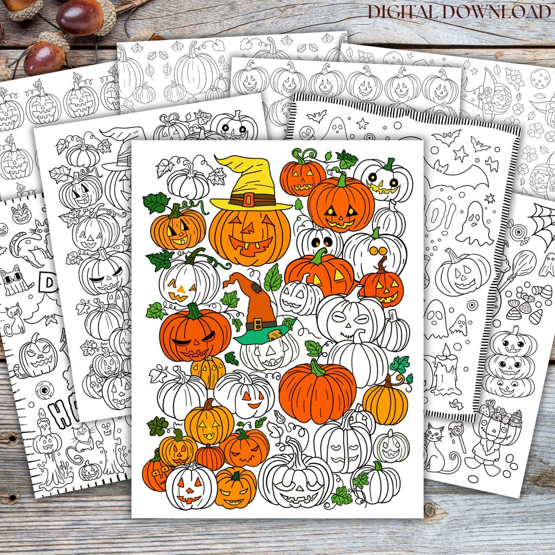Spooky Doodle Halloween Coloring Pages, Halloween Pattern Coloring ...
