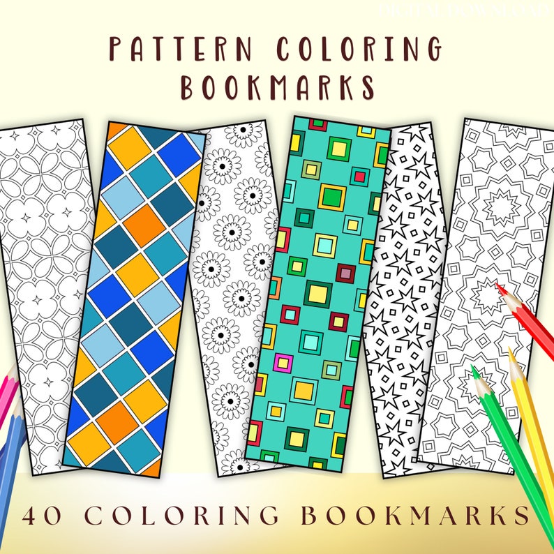 Pattern Coloring Bookmarks Geometric Bookmark Set to Color 40 Relaxing ...
