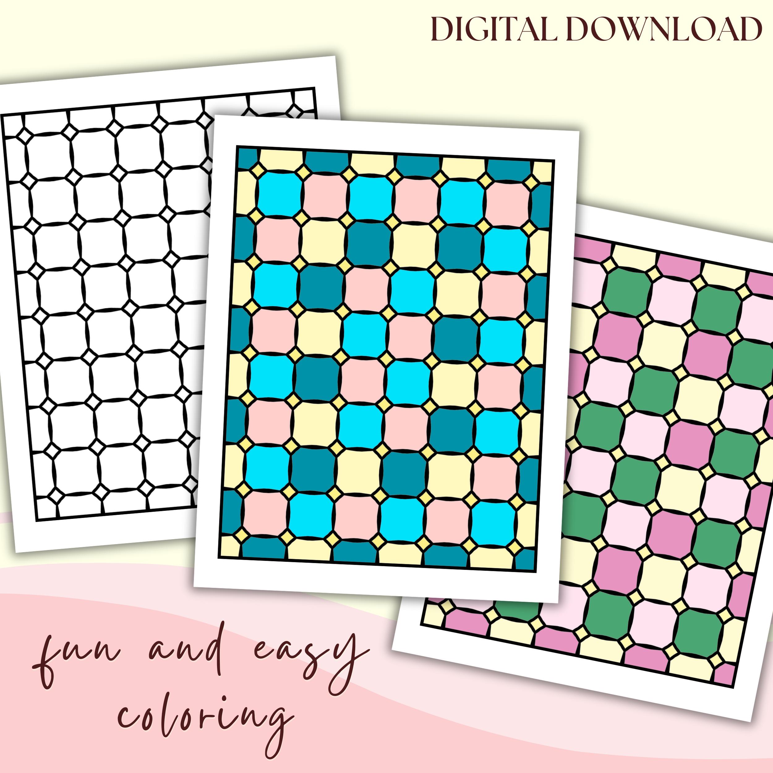 Easy and Bold Pattern Coloring Pages, Geometric Abstract Designs (PDF ...