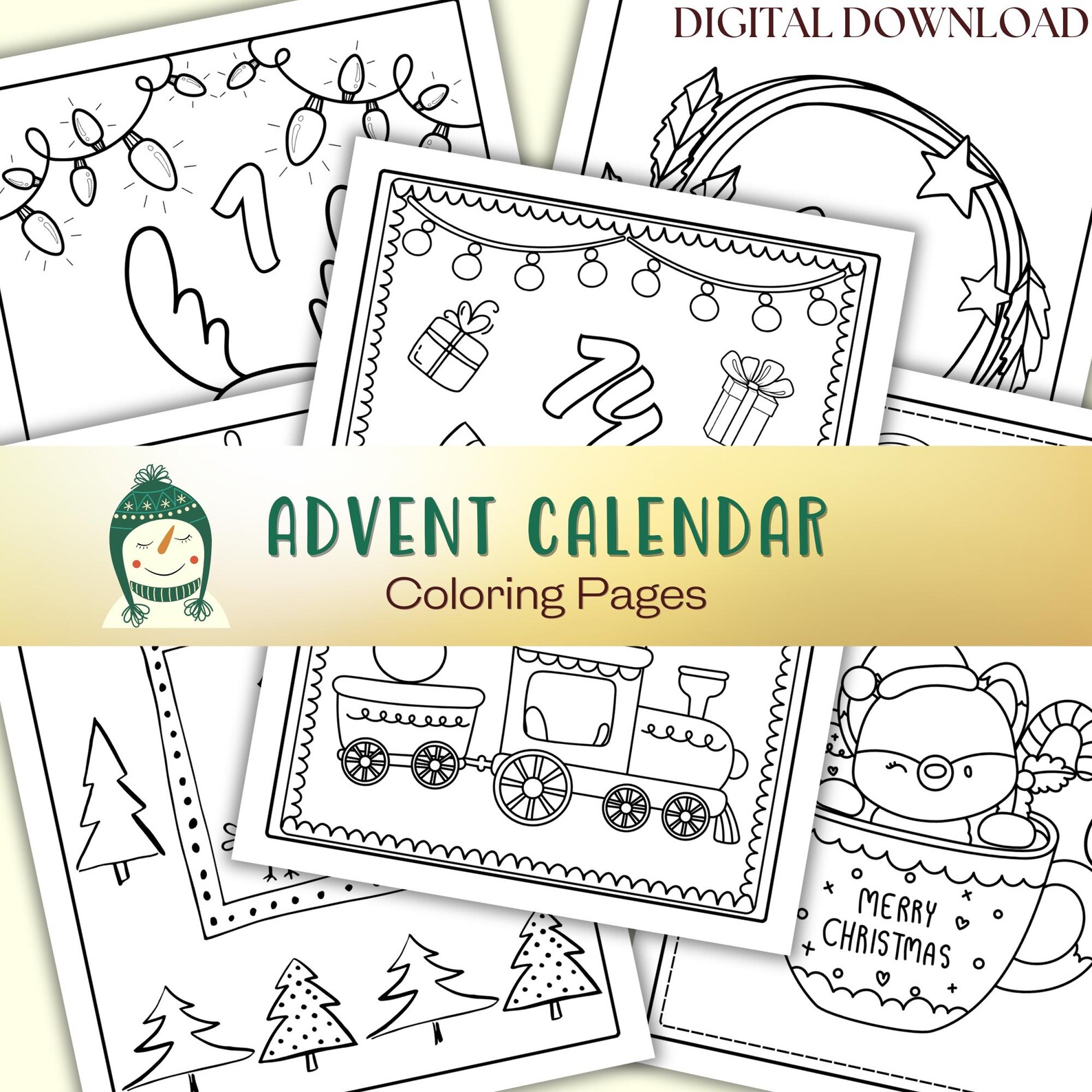 Advent Calendar Coloring Pages, Countdown to Christmas Coloring Pages ...