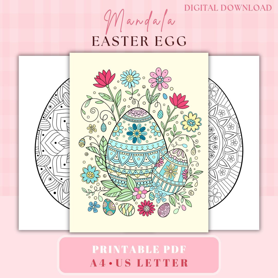 Mandala Easter Egg Coloring Pages, Intricate Coloring Activity (PDF ...