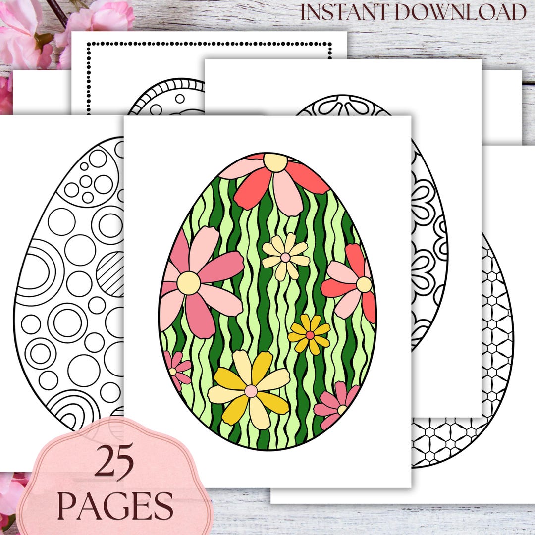 Easter Egg Pattern Coloring Pages, Hand Drawn Easter Egg Coloring Pages ...