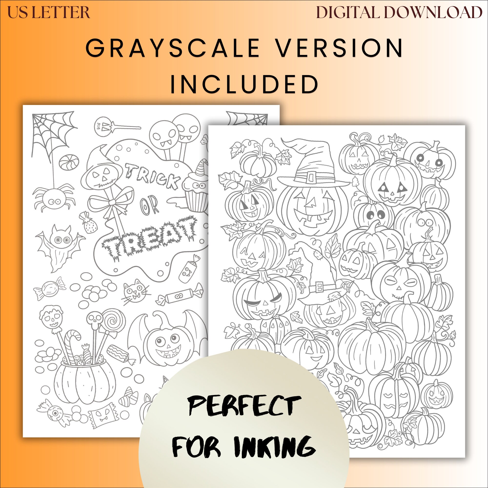 Spooky Doodle Halloween Coloring Pages Halloween Patterns - Etsy
