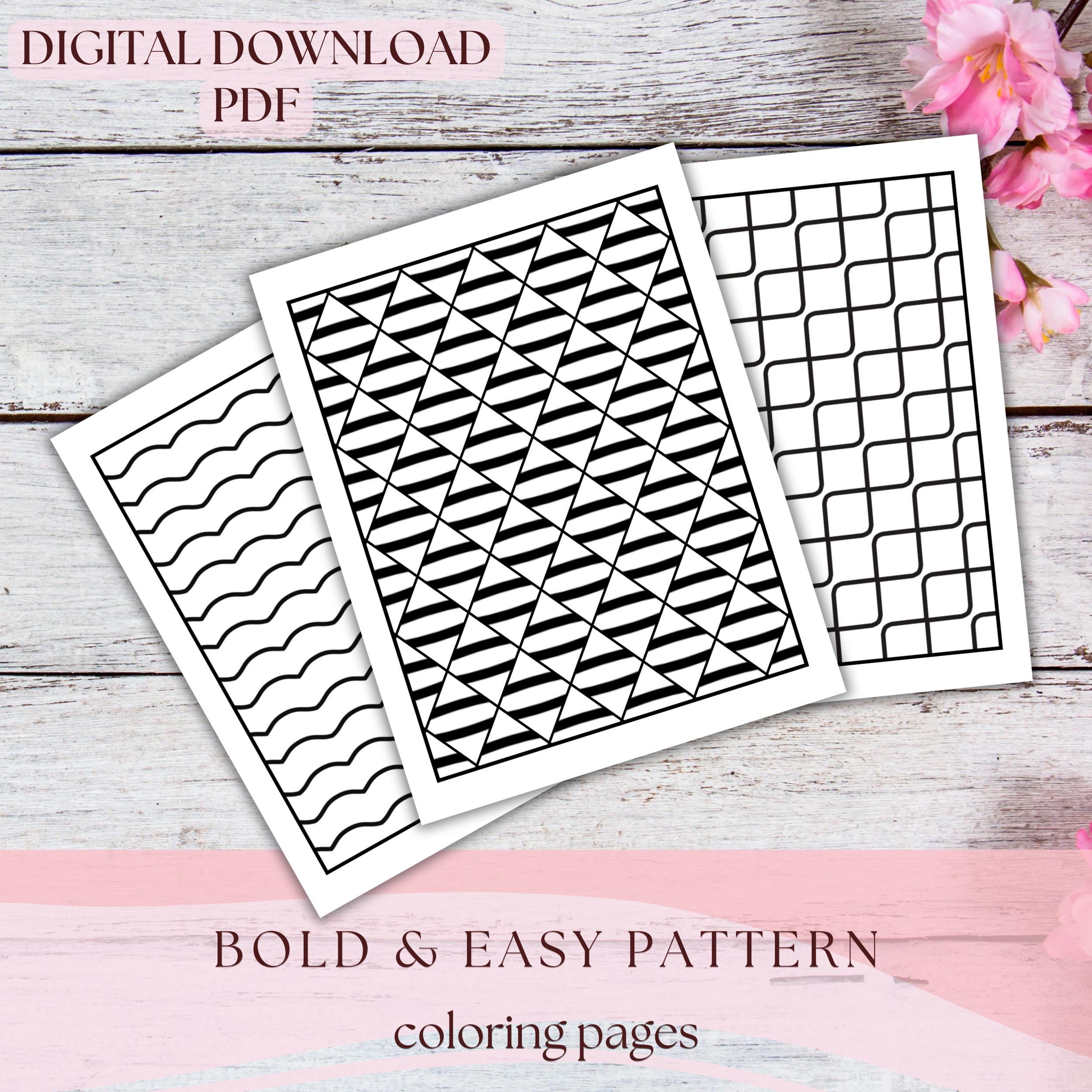 Easy and Bold Pattern Coloring Pages, Geometric Abstract Designs (PDF ...