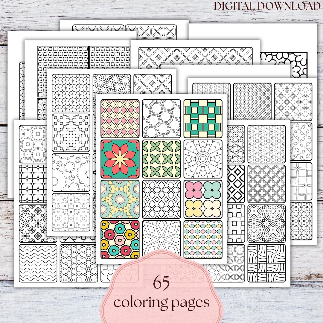 Mosaic Tiles Coloring Pages, Floral & Geometric Pattern Tiles Coloring ...