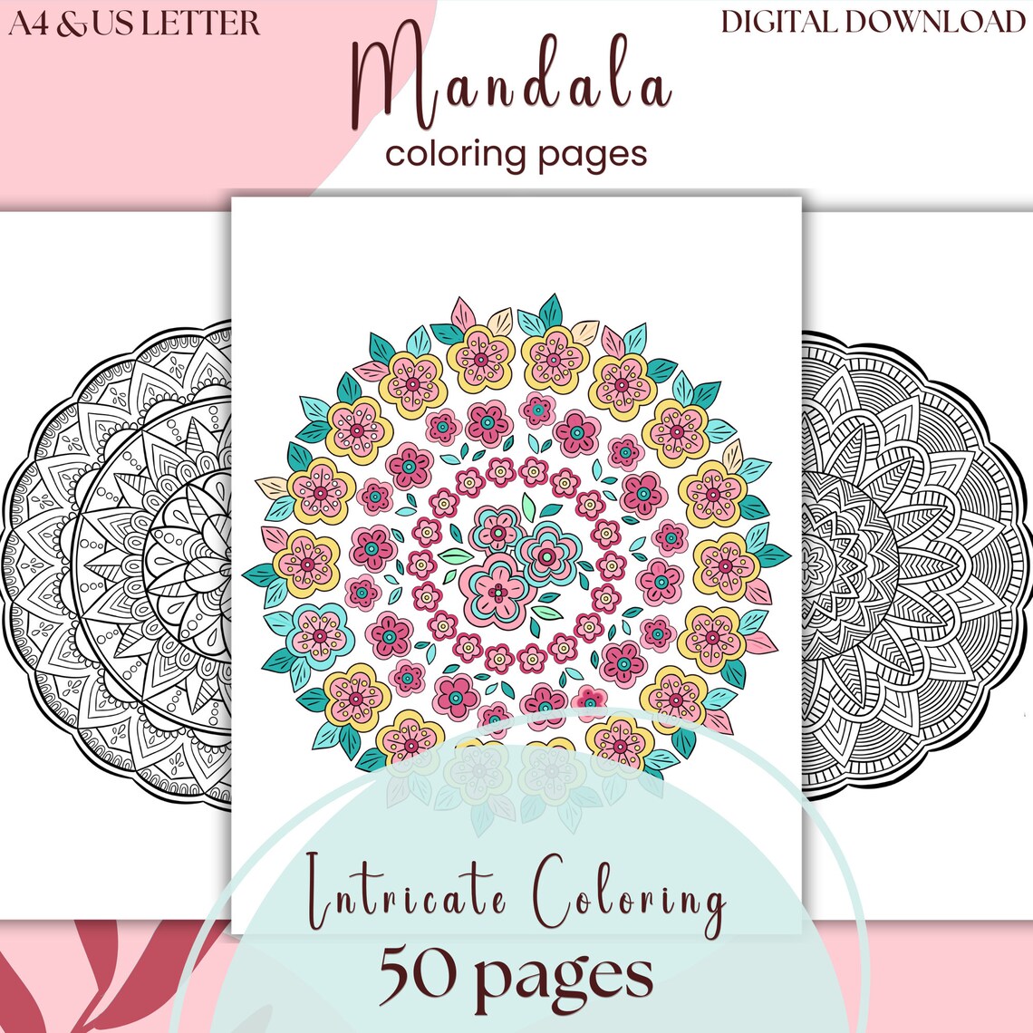 Hand Drawn Mandala Coloring Pages, Intricate Mandala Coloring Pages ...