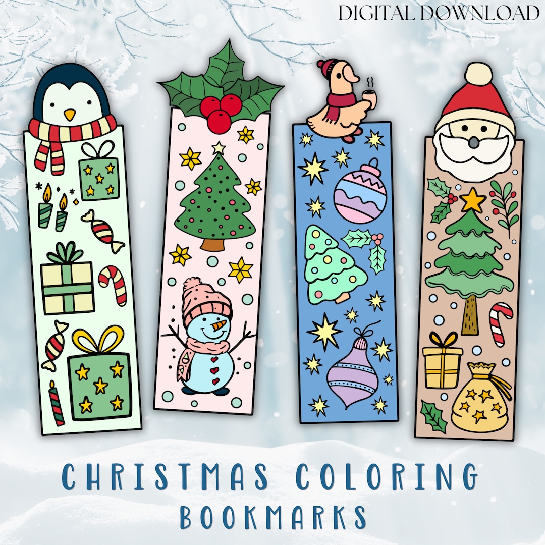 Christmas Coloring Bookmarks Printable Coloring Bookmarks - Etsy