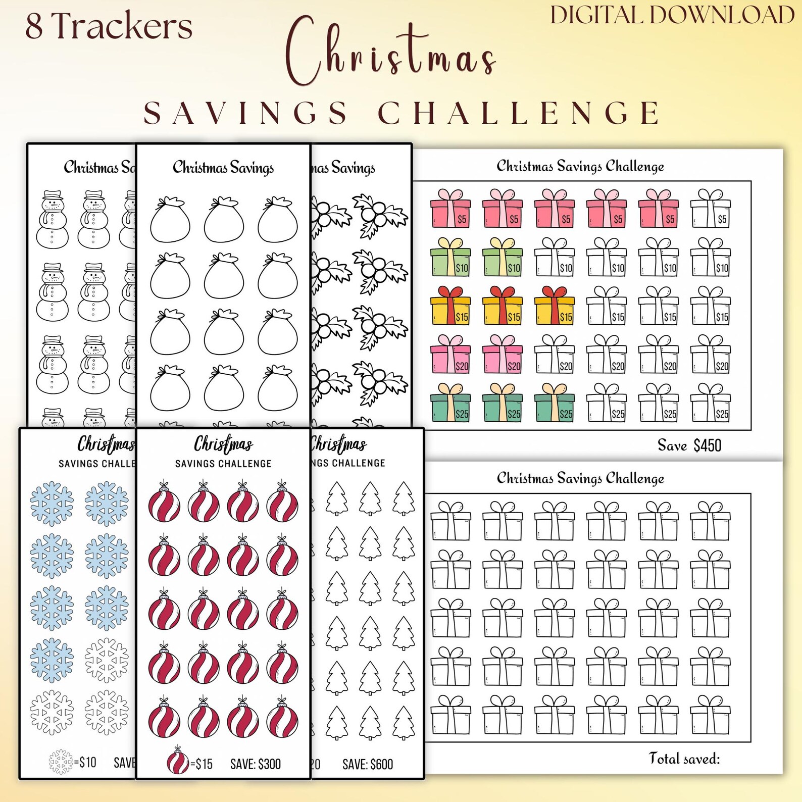 Christmas Savings Challenge Printable Tracker, Christmas Cash Savings ...