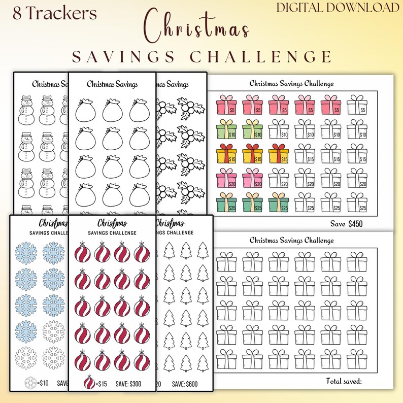 Christmas Savings Challenge, Tracker Printable (digital Download) - Etsy