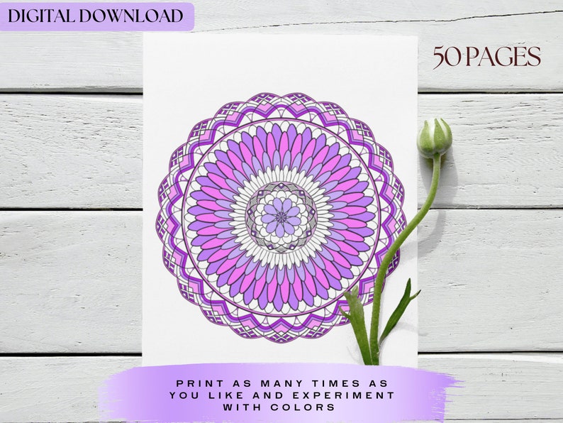 Intricate Mandala Coloring Pages, 50 Hand-drawn Designs (digital ...