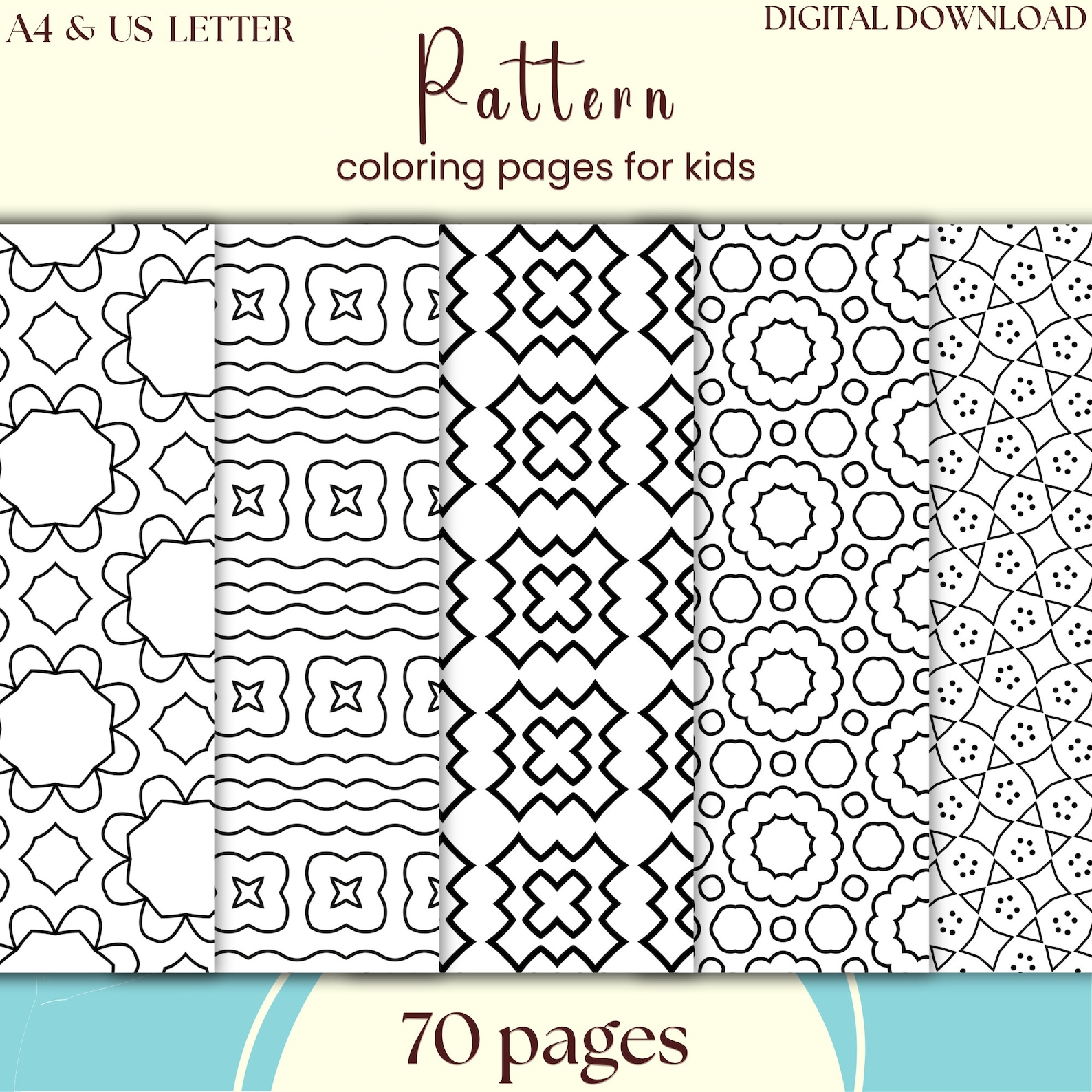 Bold and Easy Pattern Coloring Pages for Kids and Beginners, Geometric ...
