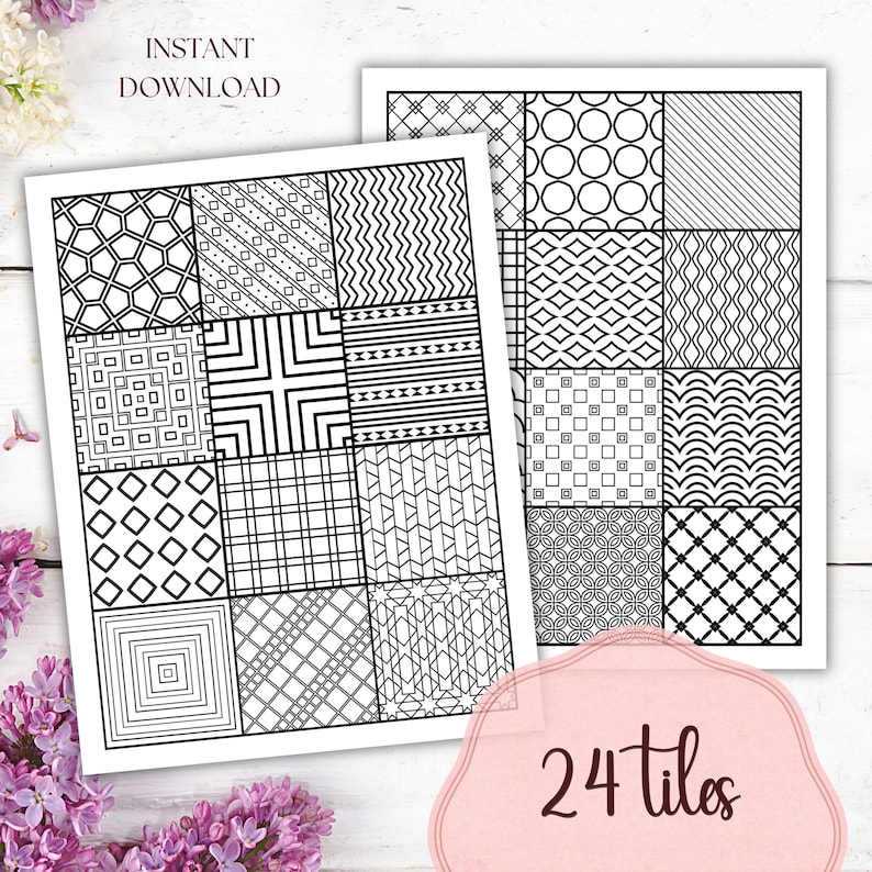 Geometric Tiles Coloring Pages, Tile Geometric Pattern Coloring Pages ...