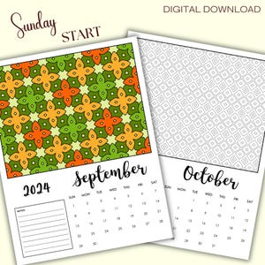 2024 Coloring Calendar, Printable 2024 Calendar Coloring Pages - Etsy