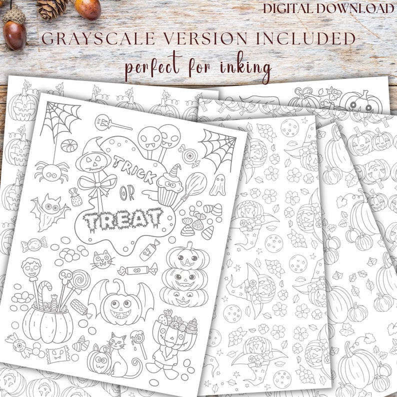 Spooky Doodle Halloween Coloring Pages, Halloween Pattern Coloring ...