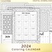 2024 Coloring Calendar, Printable 2024 Calendar Coloring Pages - Etsy