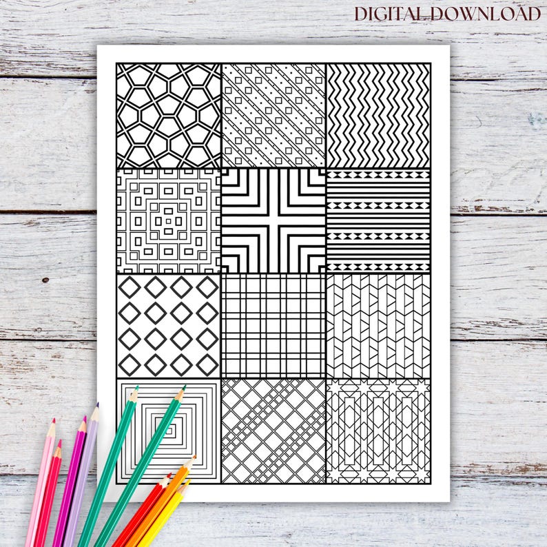 Geometric Tiles Coloring Pages, Tile Geometric Pattern Coloring Pages ...