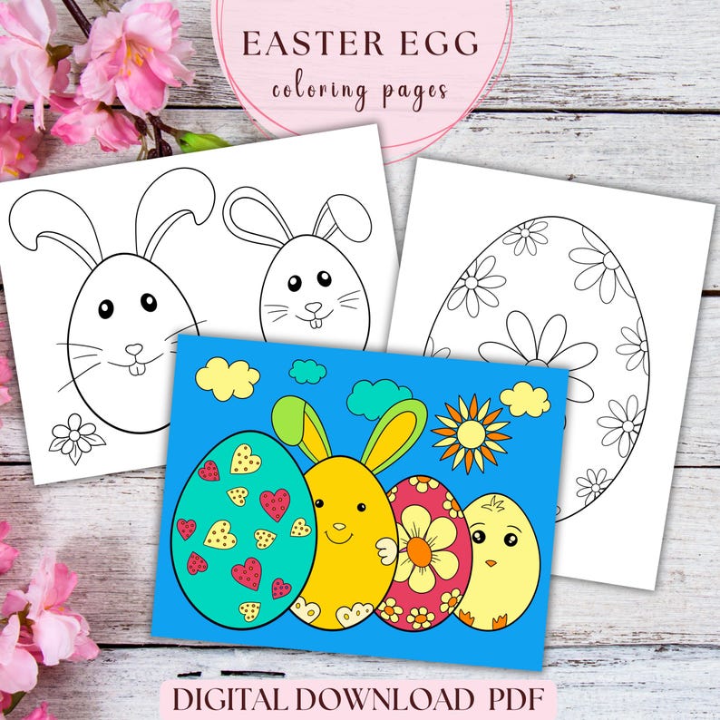Easter Egg Coloring Pages for Kids, Hand Drawn Easter Egg Coloring ...