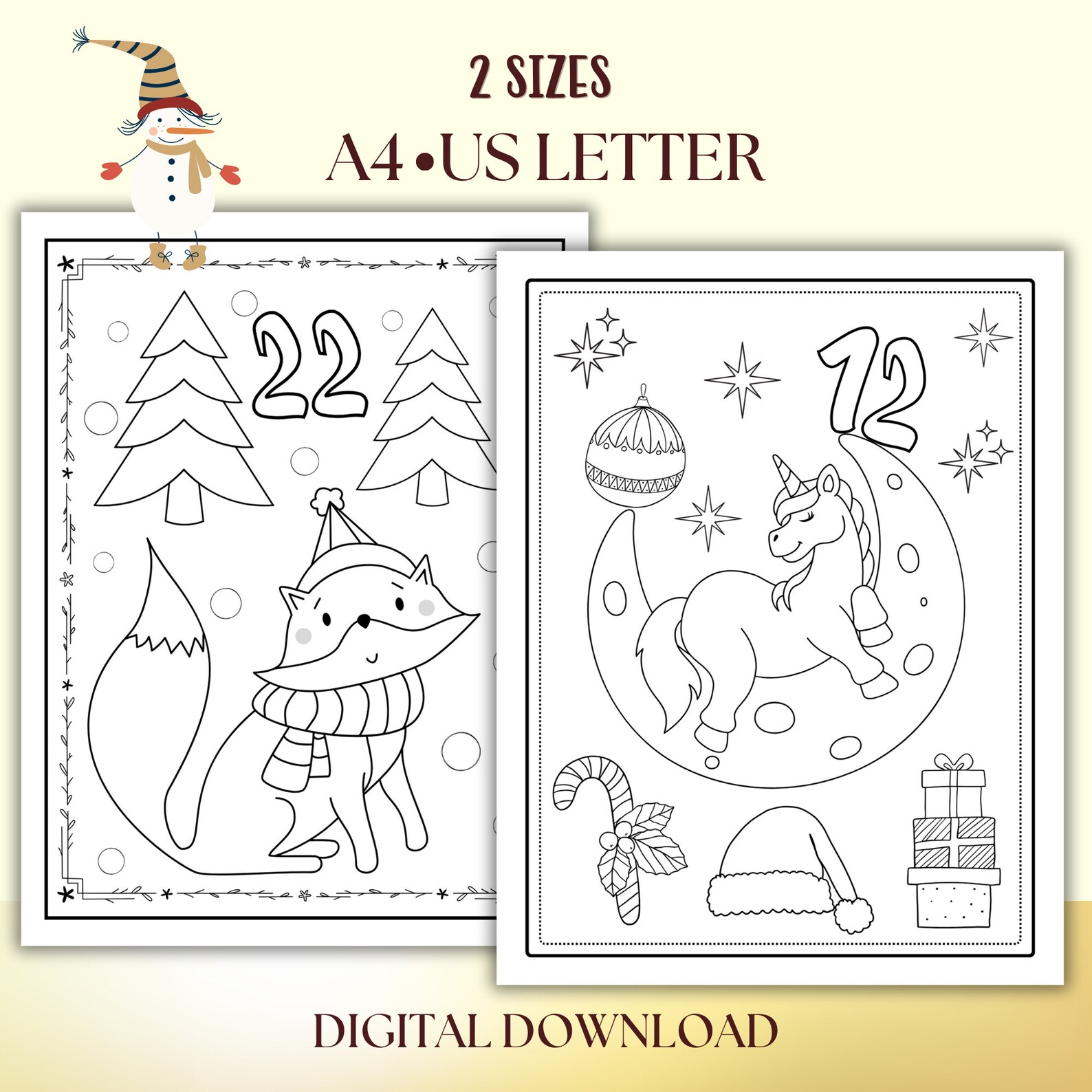 Advent Calendar Coloring Pages, Countdown to Christmas Coloring Pages ...