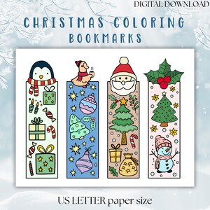 Christmas Coloring Bookmarks Printable Coloring Bookmarks - Etsy