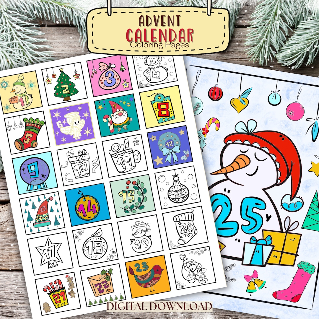 Advent Calendar Coloring Pages Countdown to Christmas - Etsy
