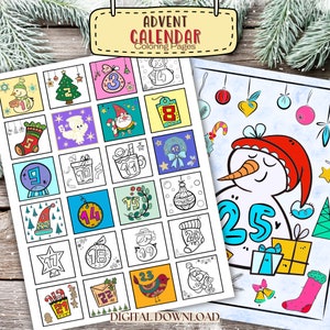 Advent Calendar Coloring Pages Countdown to Christmas - Etsy
