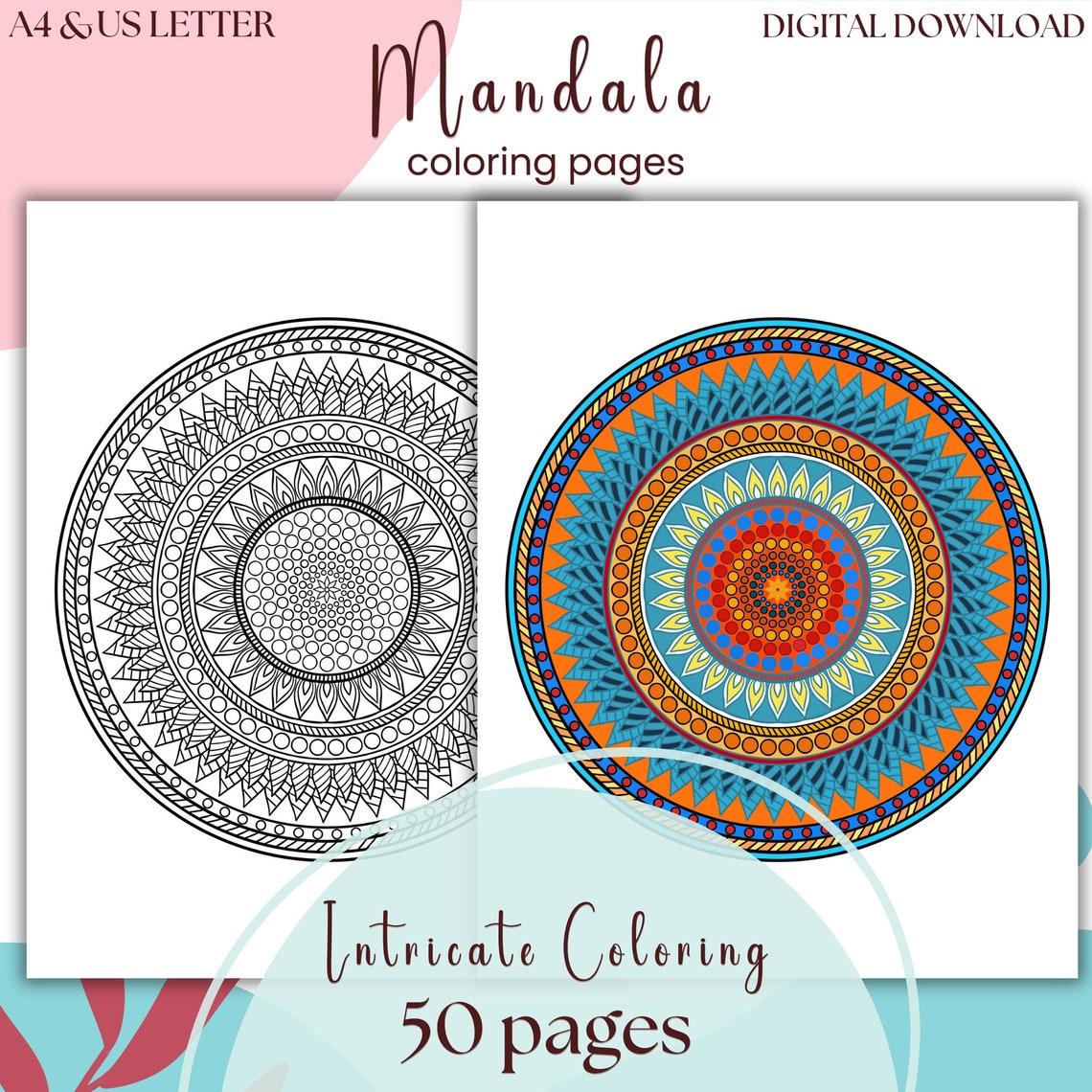 Hand Drawn Mandala Coloring Pages, Intricate Mandala Coloring Pages ...