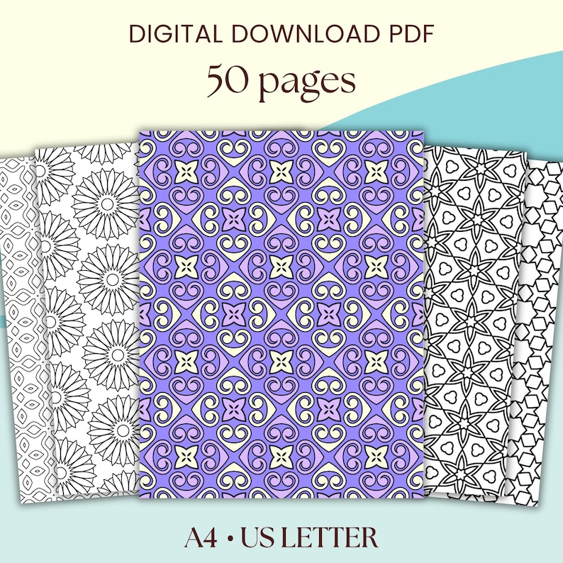 Repeating Pattern Coloring Pages - Vol. 2, Calm and Relaxing Pattern ...