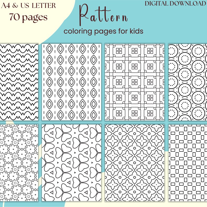 Bold and Easy Pattern Coloring Pages for Kids and Beginners, Geometric ...