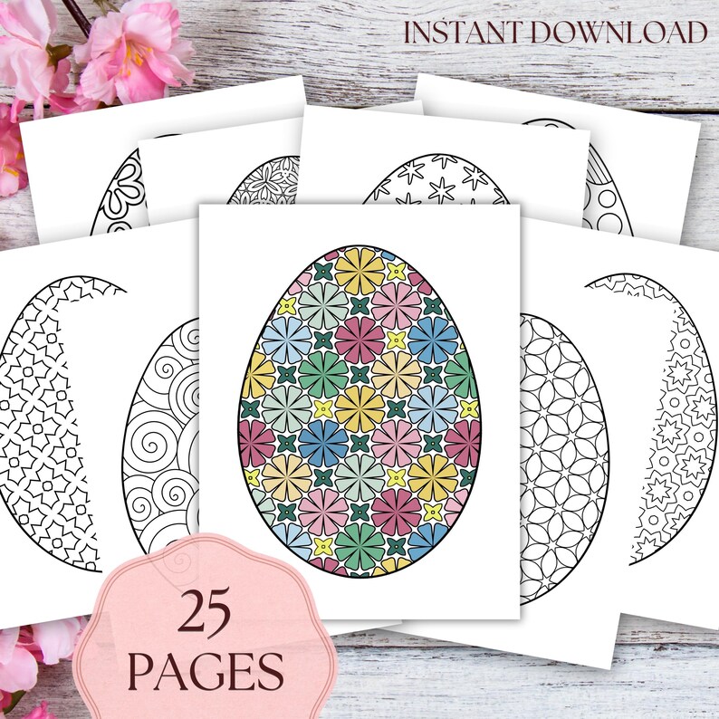 Easter Egg Pattern Coloring Pages, Hand Drawn Easter Egg Coloring Pages ...