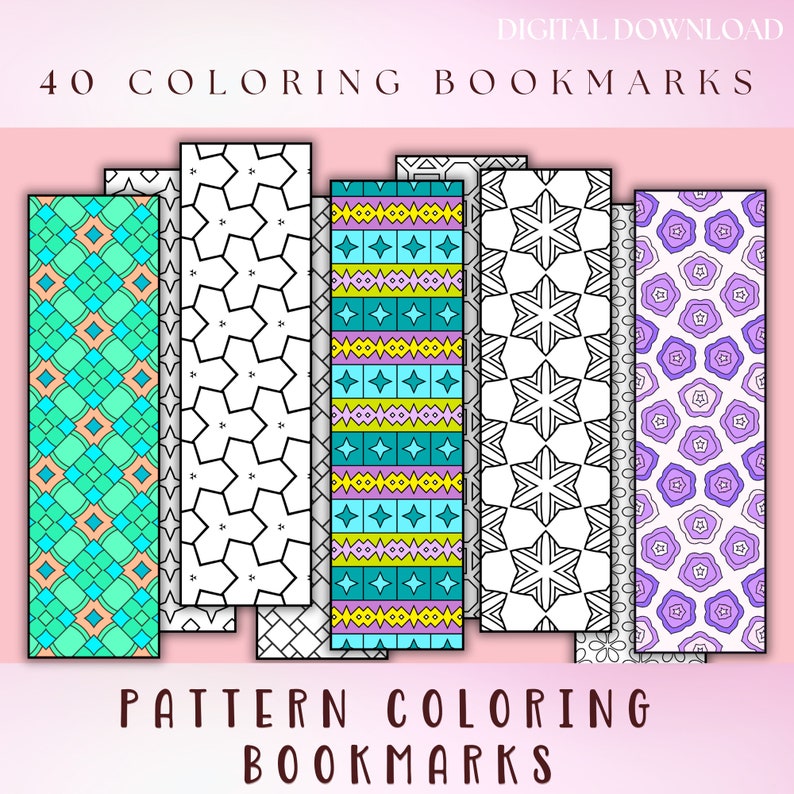 Pattern Coloring Bookmarks Geometric Bookmark Set to Color 40 Relaxing ...