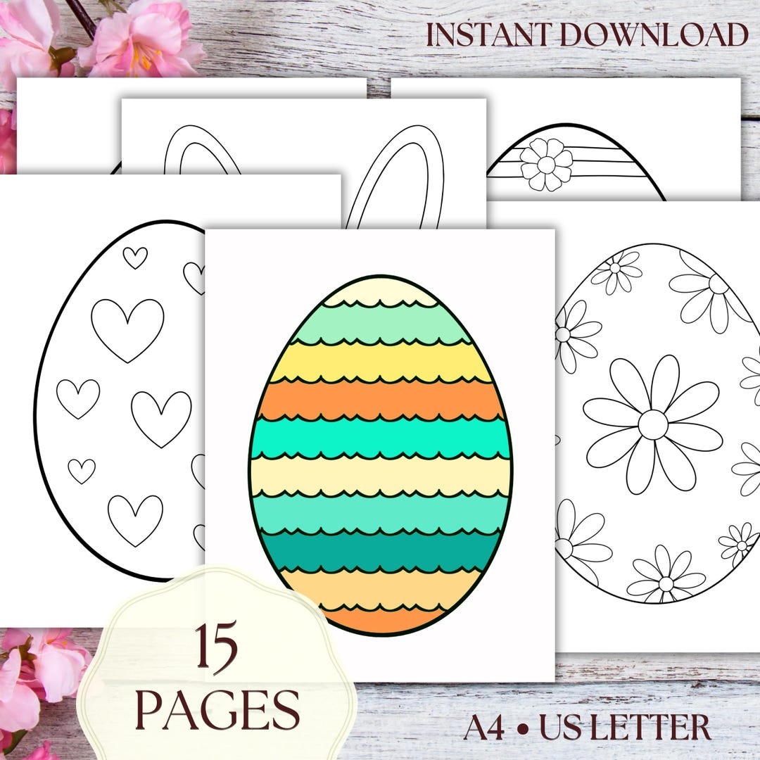 Easter Egg Coloring Pages for Kids, Hand Drawn Easter Egg Coloring ...