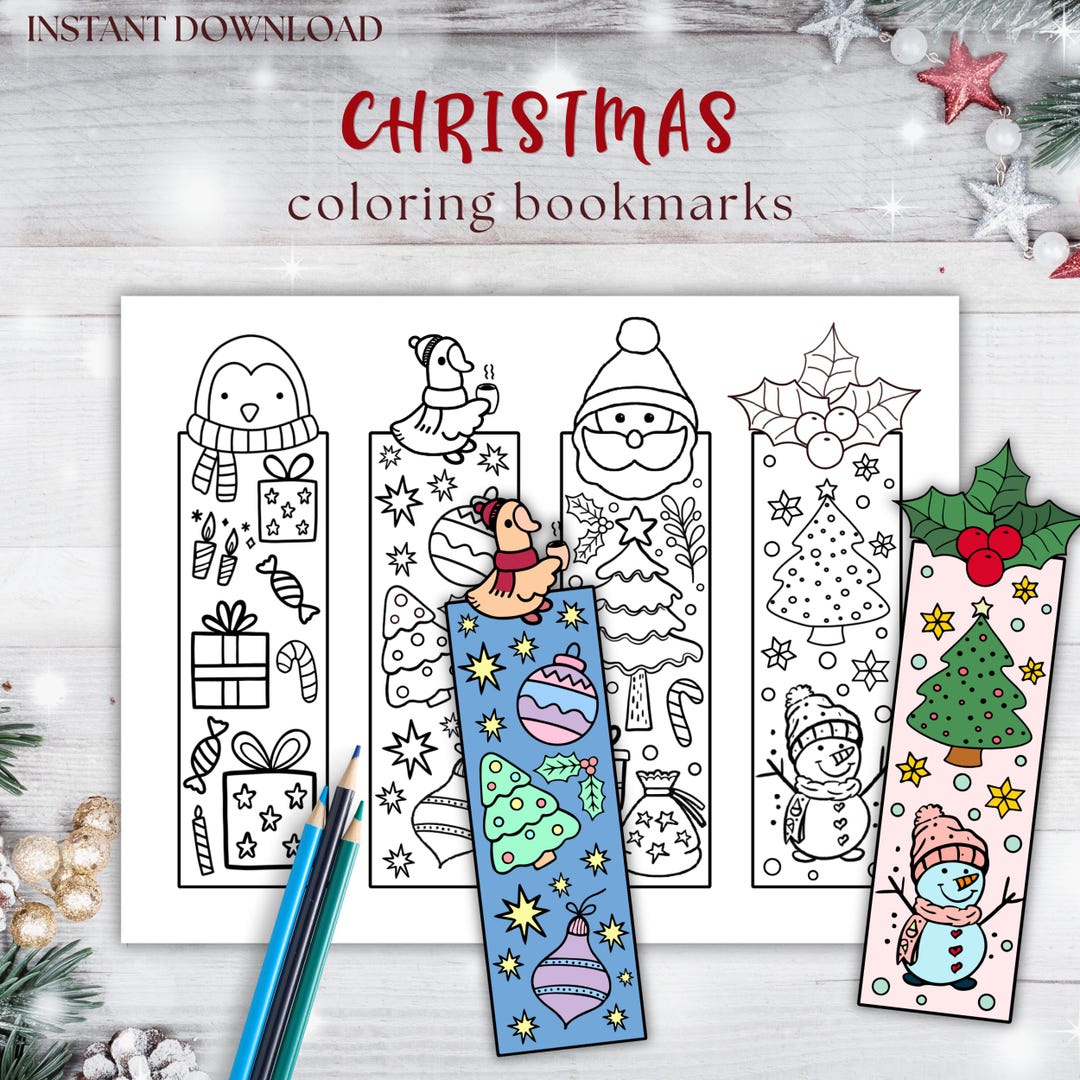 Christmas Coloring Bookmarks, Xmas Printable Coloring Bookmarks ...