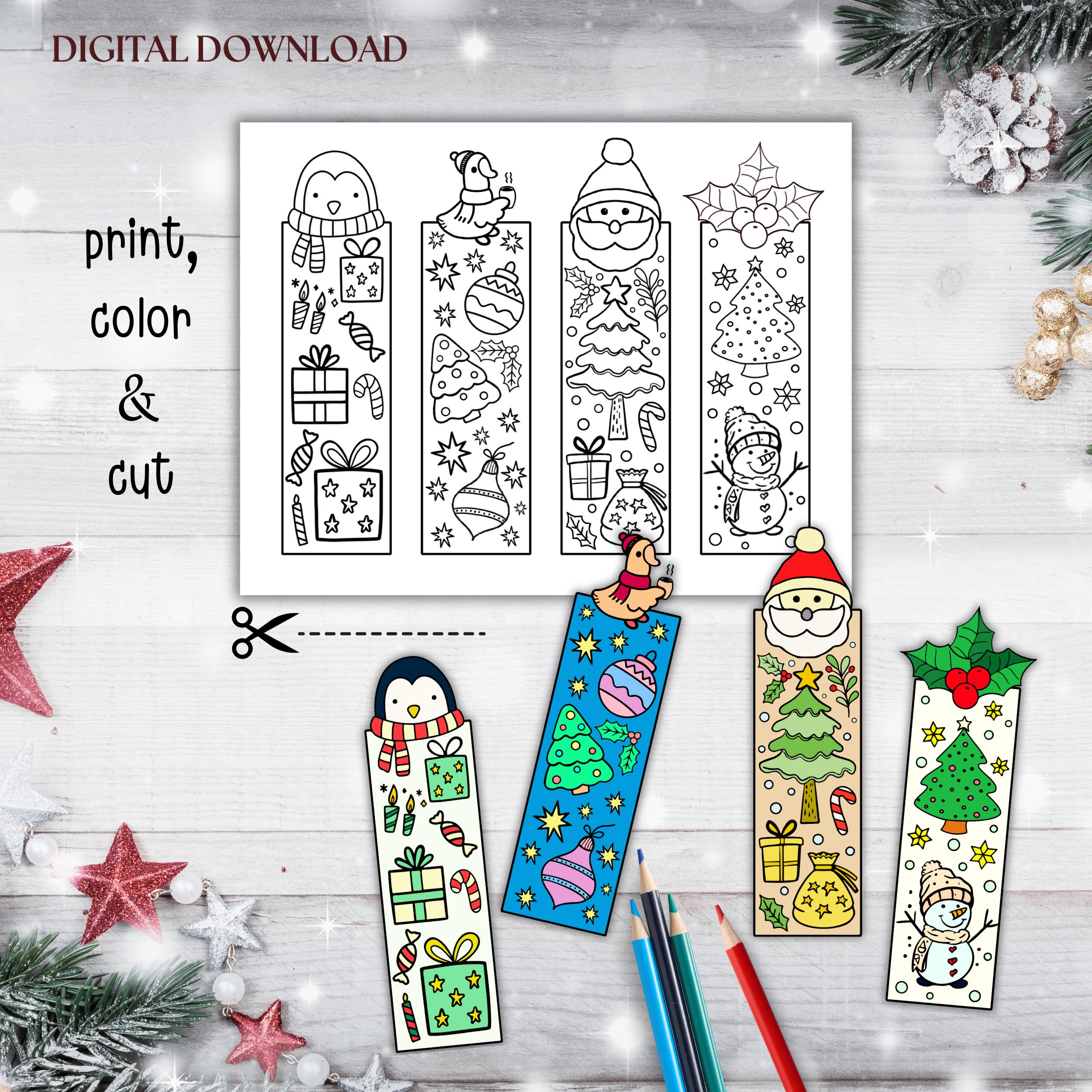 Christmas Coloring Bookmarks, Xmas Printable Coloring Bookmarks ...