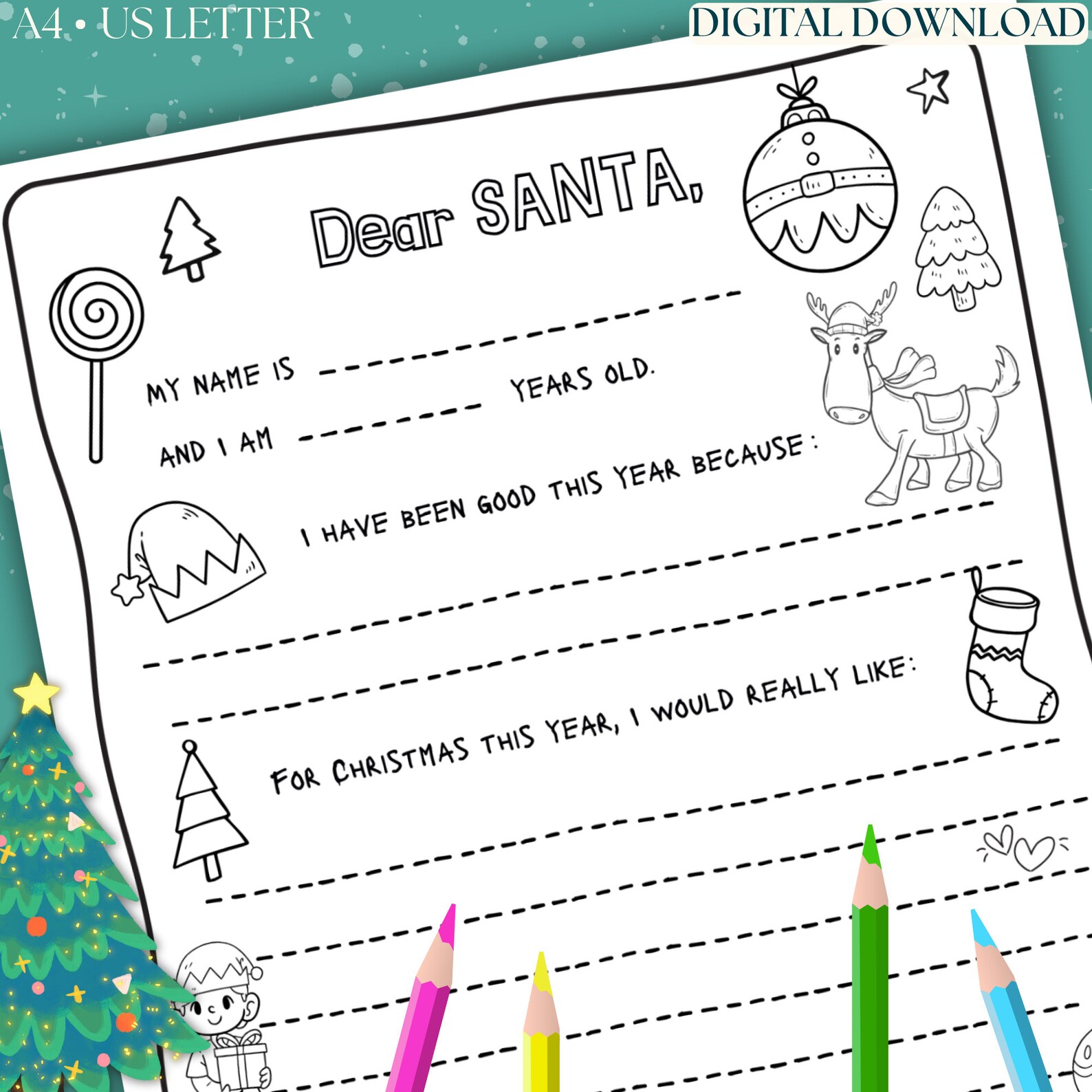 Printable Letter to Santa Coloring Pages, Dear Santa Coloring Pages ...