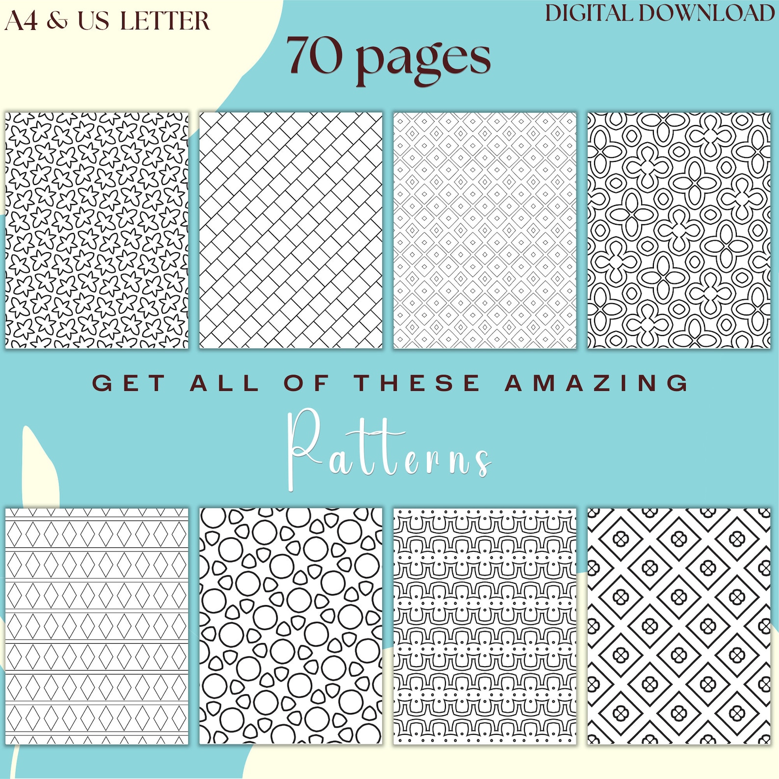 Bold and Easy Pattern Coloring Pages for Kids and Beginners, Geometric ...