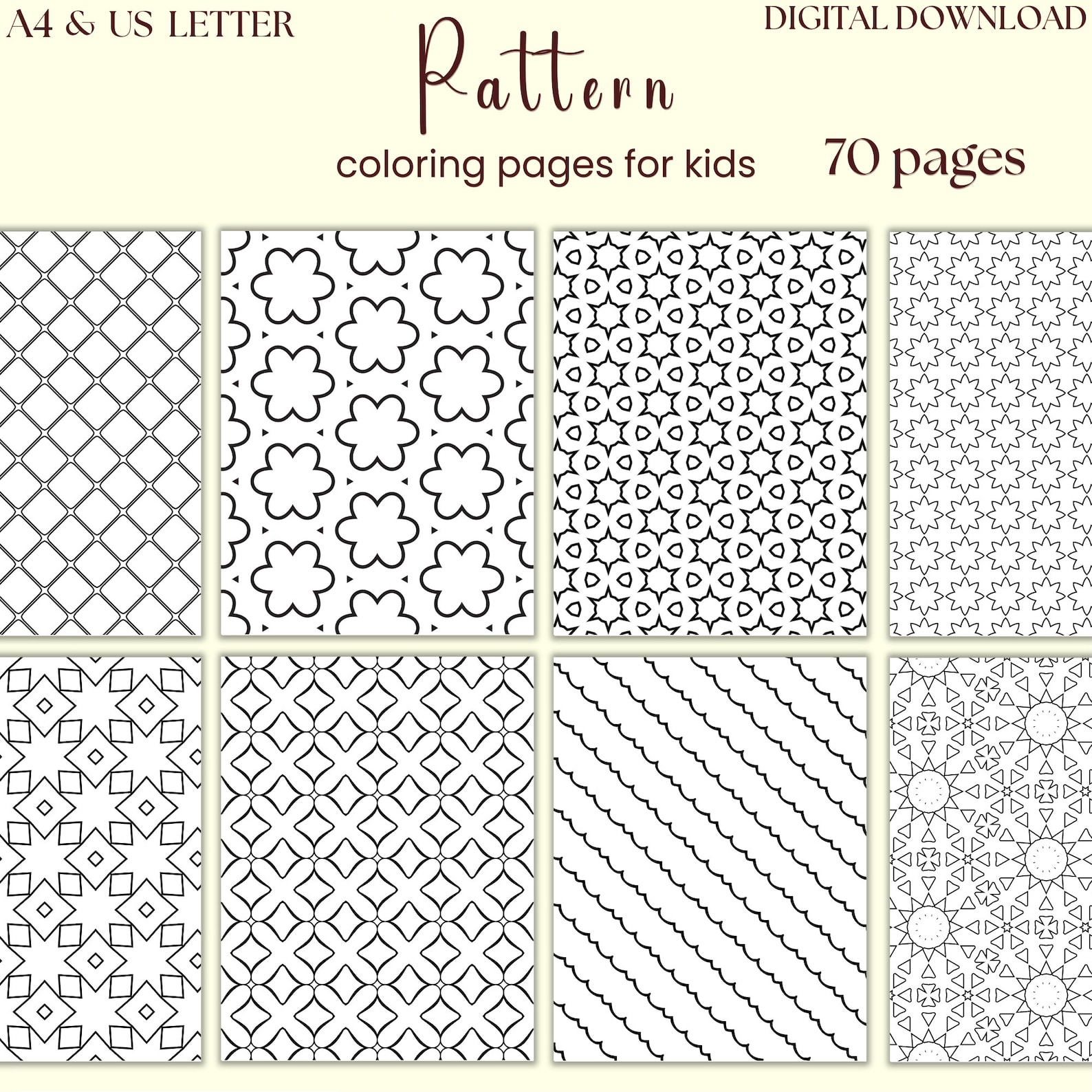 Bold and Easy Pattern Coloring Pages for Kids and Beginners, Geometric ...