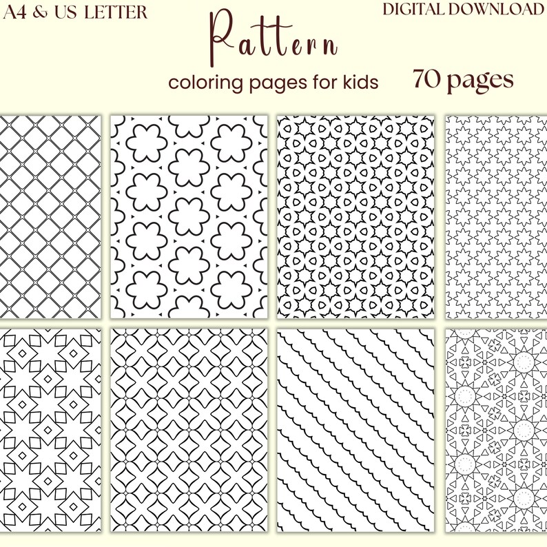 Bold and Easy Pattern Coloring Pages for Kids and Beginners, Geometric ...