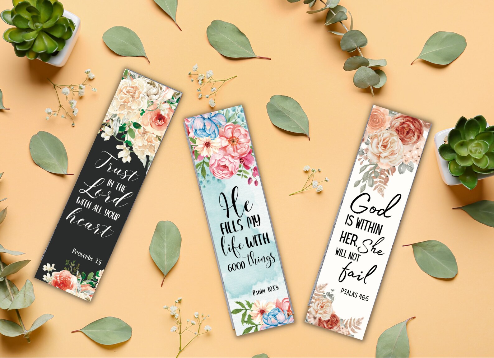 Printable Bible Verses Bookmarks | Set of 5 | Size 3.5cm X 13.5cm ...