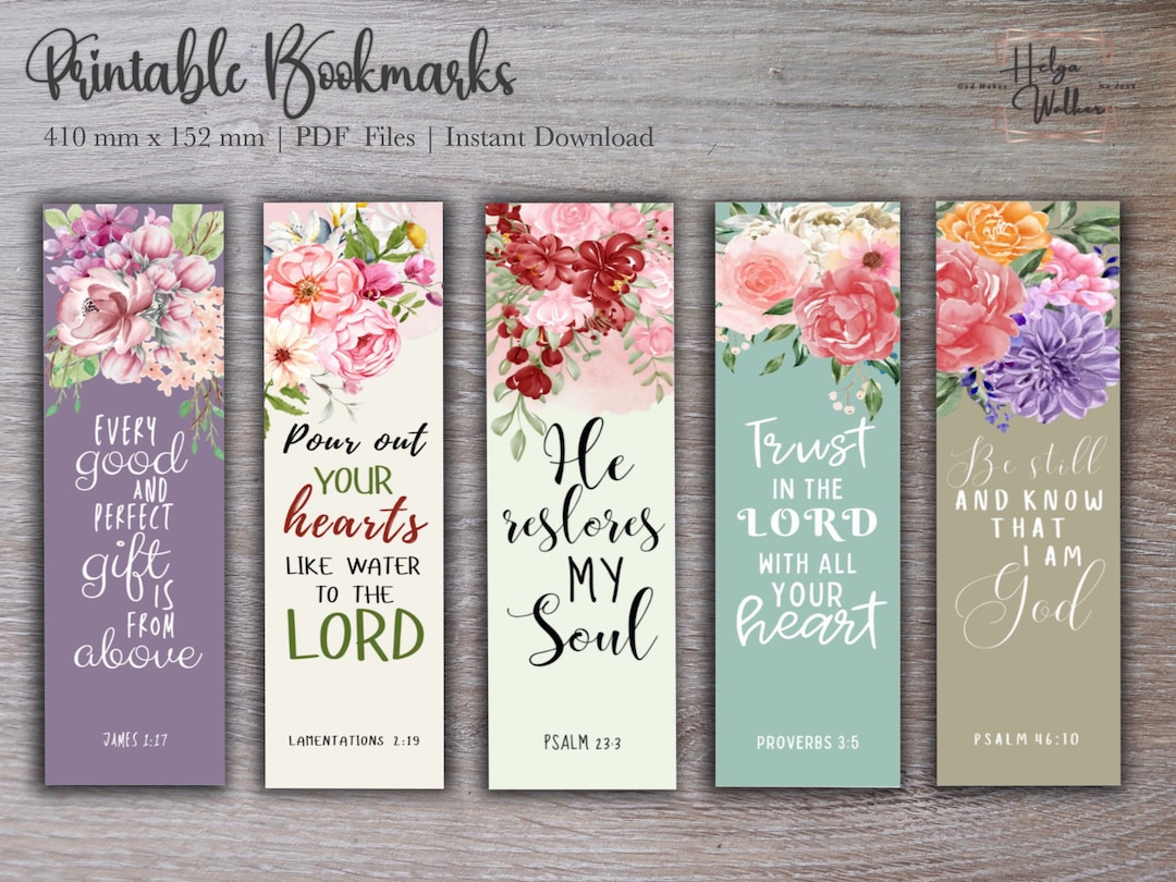 Printable Bible Verses Bookmarks | Set of 5 | Size 410mm X 152mm ...