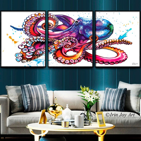 Octopus Triptych - Etsy