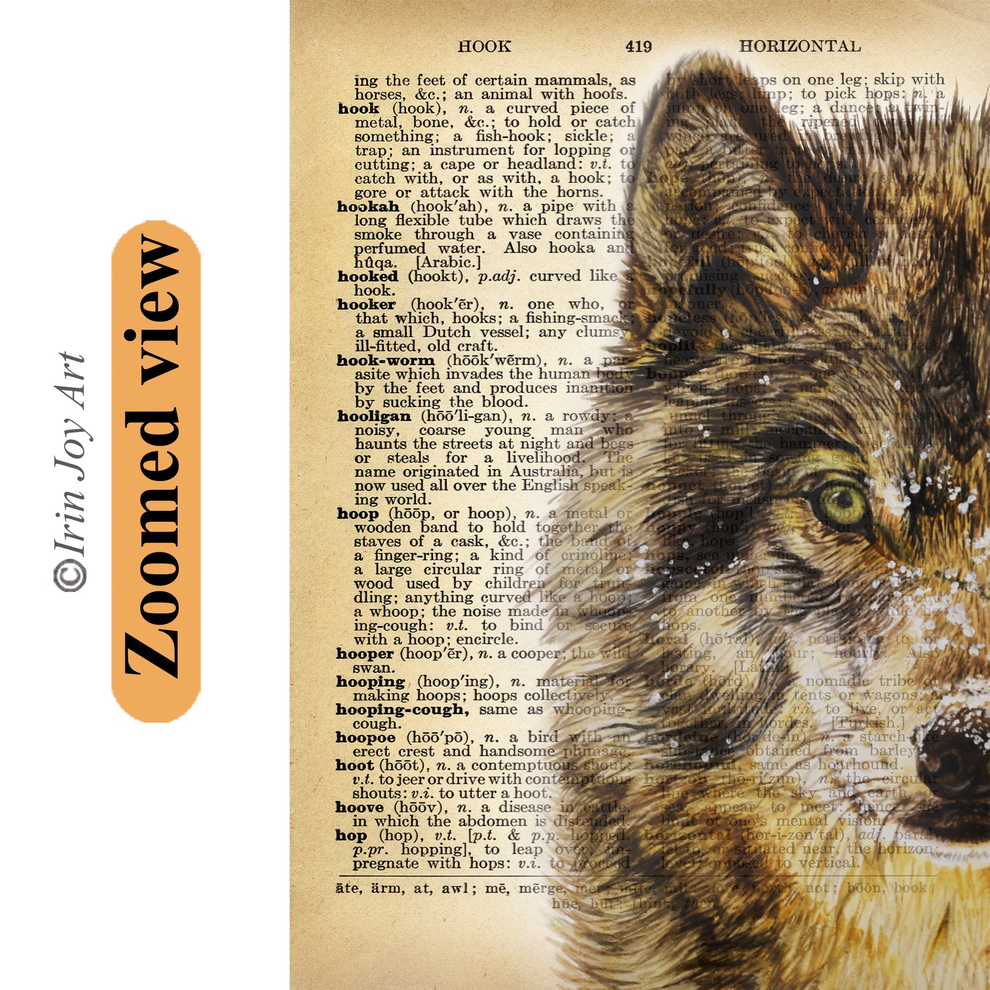 Wolf Gift Dictionary Art Print Wolf Poster Wolf Canvas Large Wall Art ...