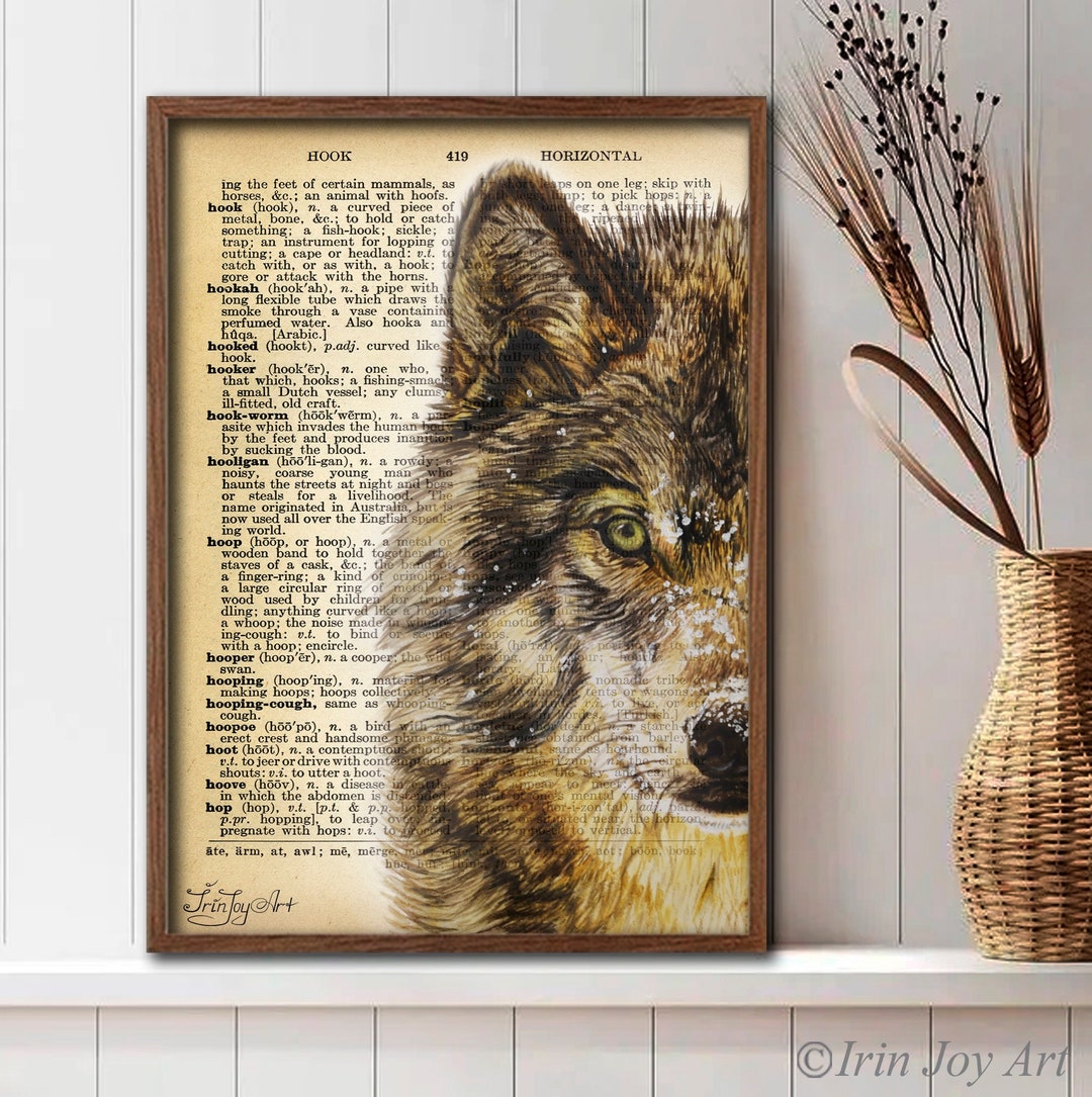 Wolf Gift Dictionary Art Print Wolf Poster Wolf Canvas Large Wall Art ...