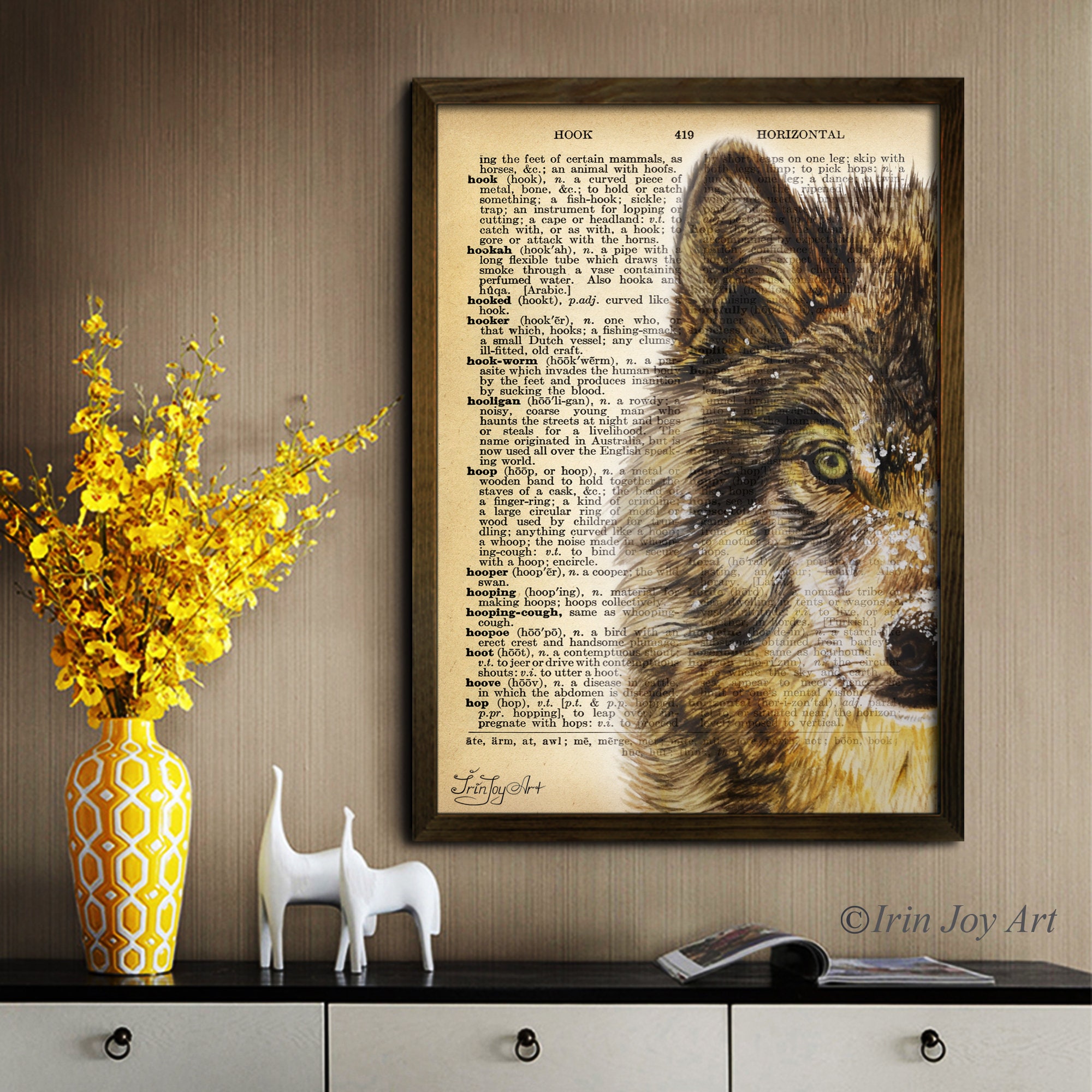 Wolf Gift Dictionary Art Print Wolf Poster Wolf Canvas Large Wall Art ...