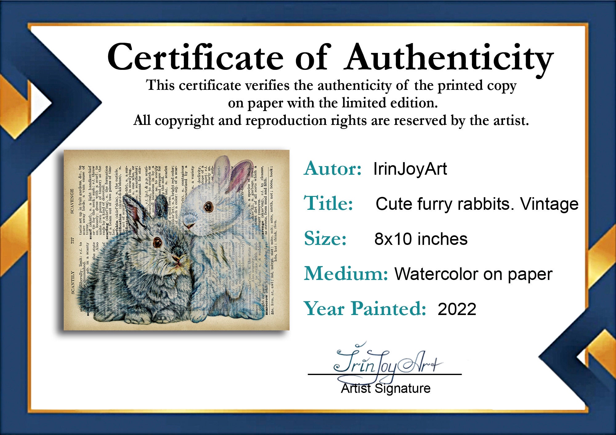 Vintage Animal Bunny Rabbit Wall Art Print Rabbit Retro Poster - Etsy