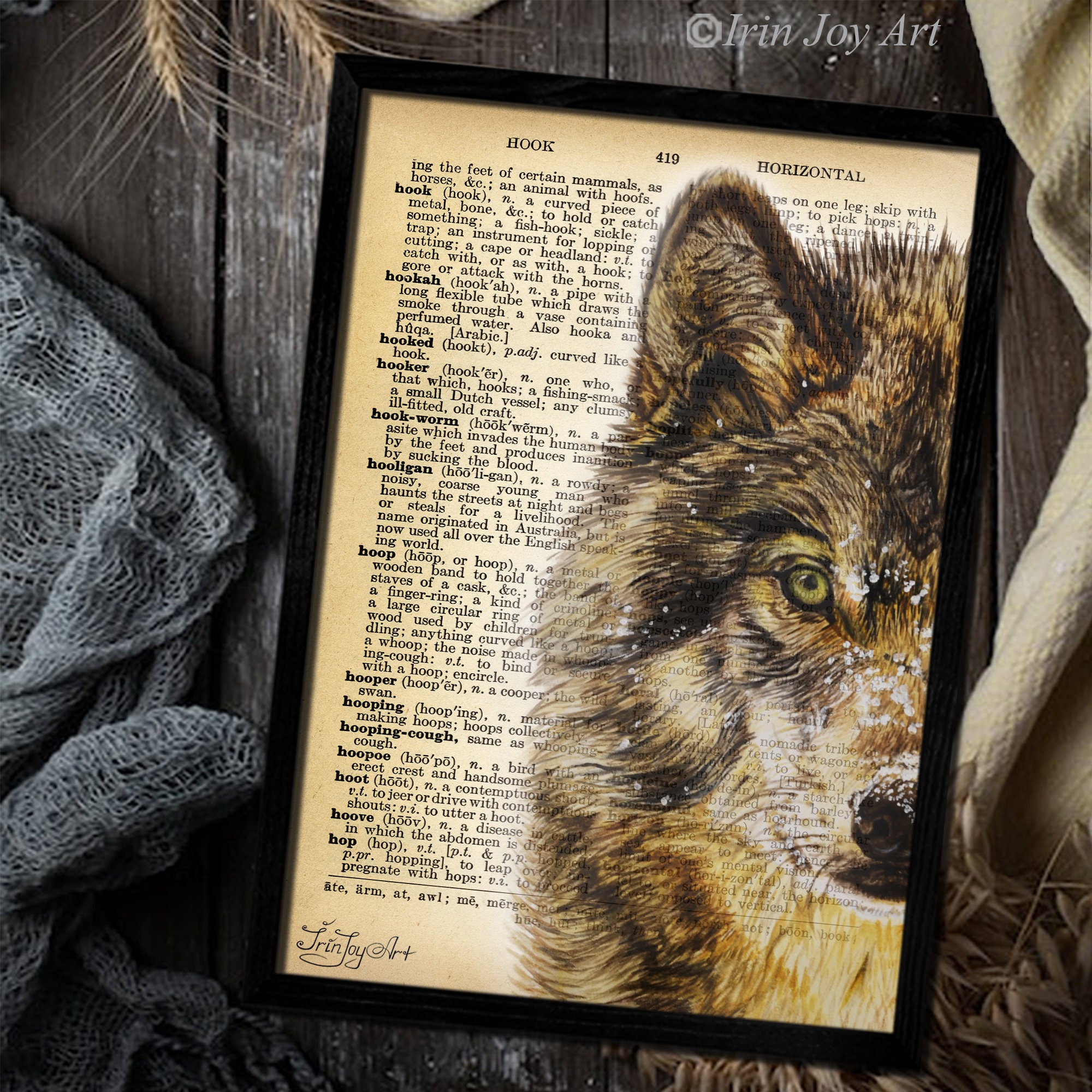 Wolf Gift Dictionary Art Print Wolf Poster Wolf Canvas Large Wall Art ...