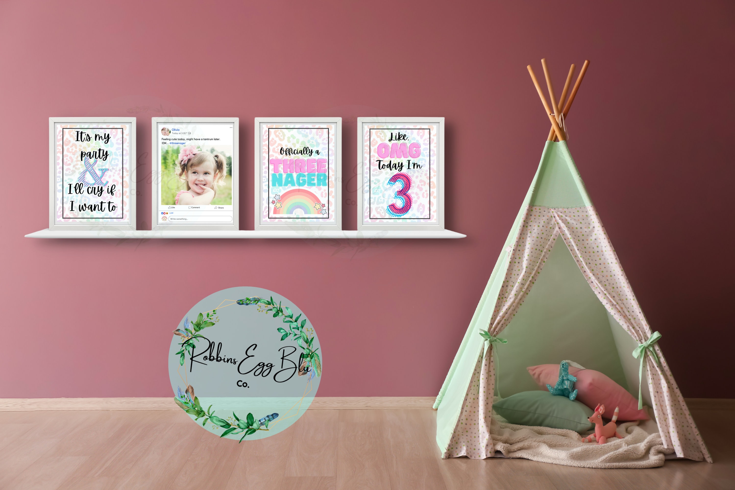 Cheetah Print Threenager Birthday Sign Bundle Threenager Wall Art ...