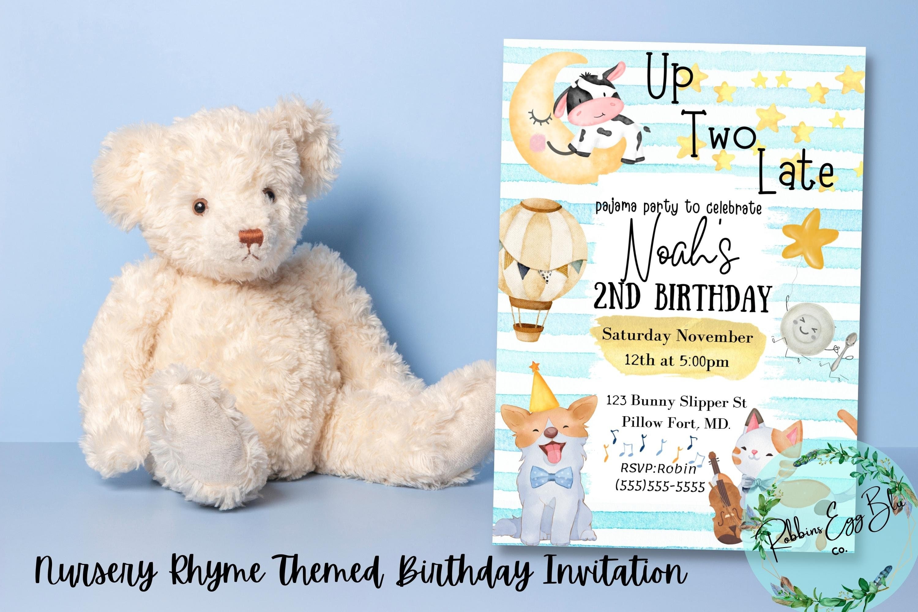 Nursery Rhyme Birthday Invitation Pajama Party Book - Etsy