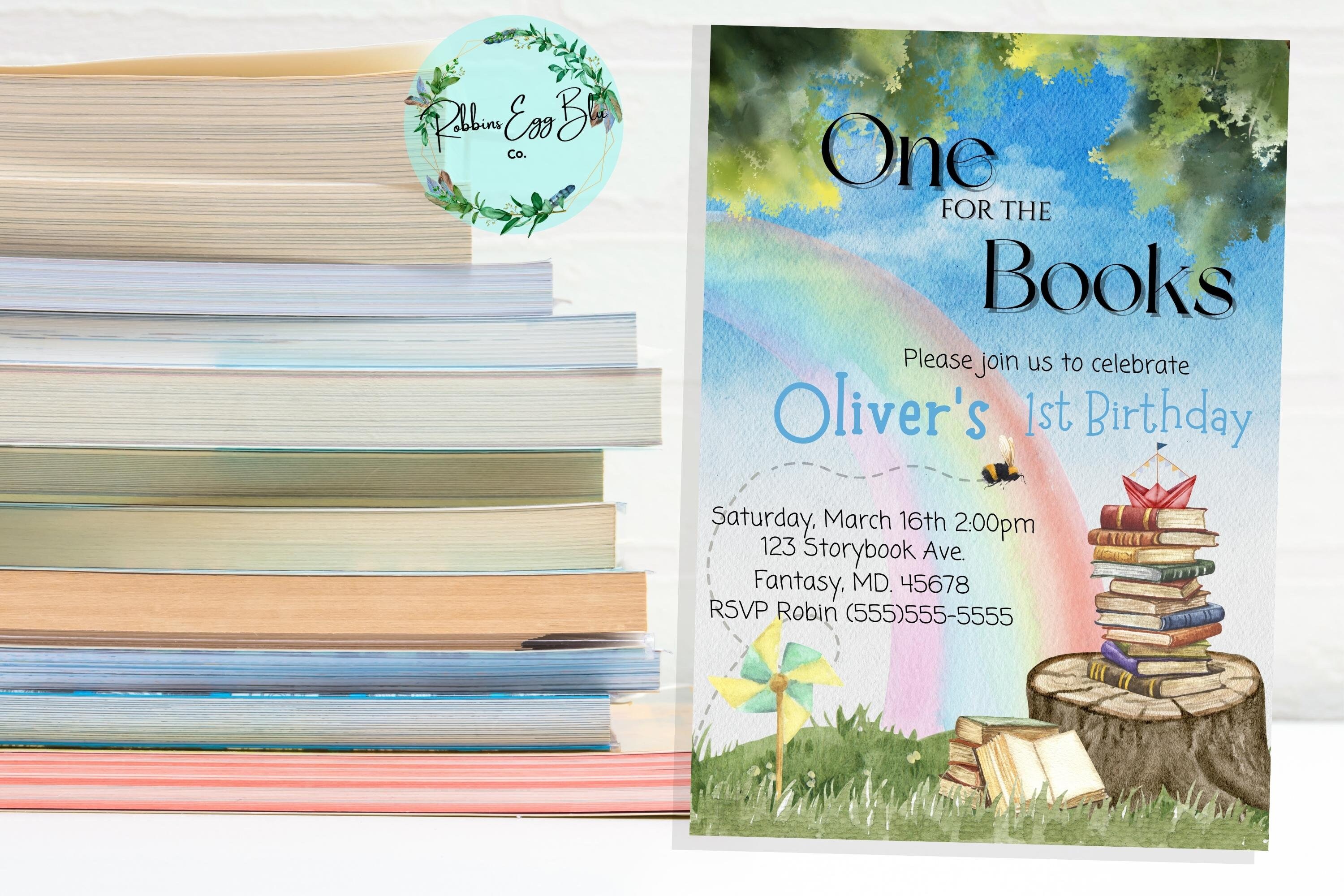 Book Birthday Invitationone for the Books 1st Birthday Invitation ...