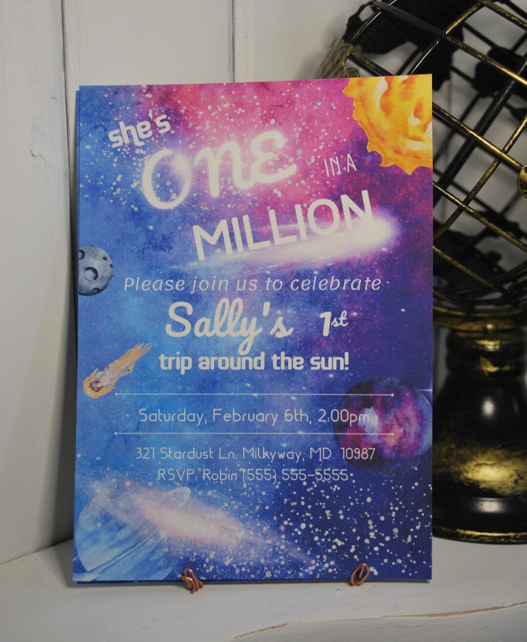 Galaxy Themed Birthday Invitation|1st Birthday|one in a Million|space ...