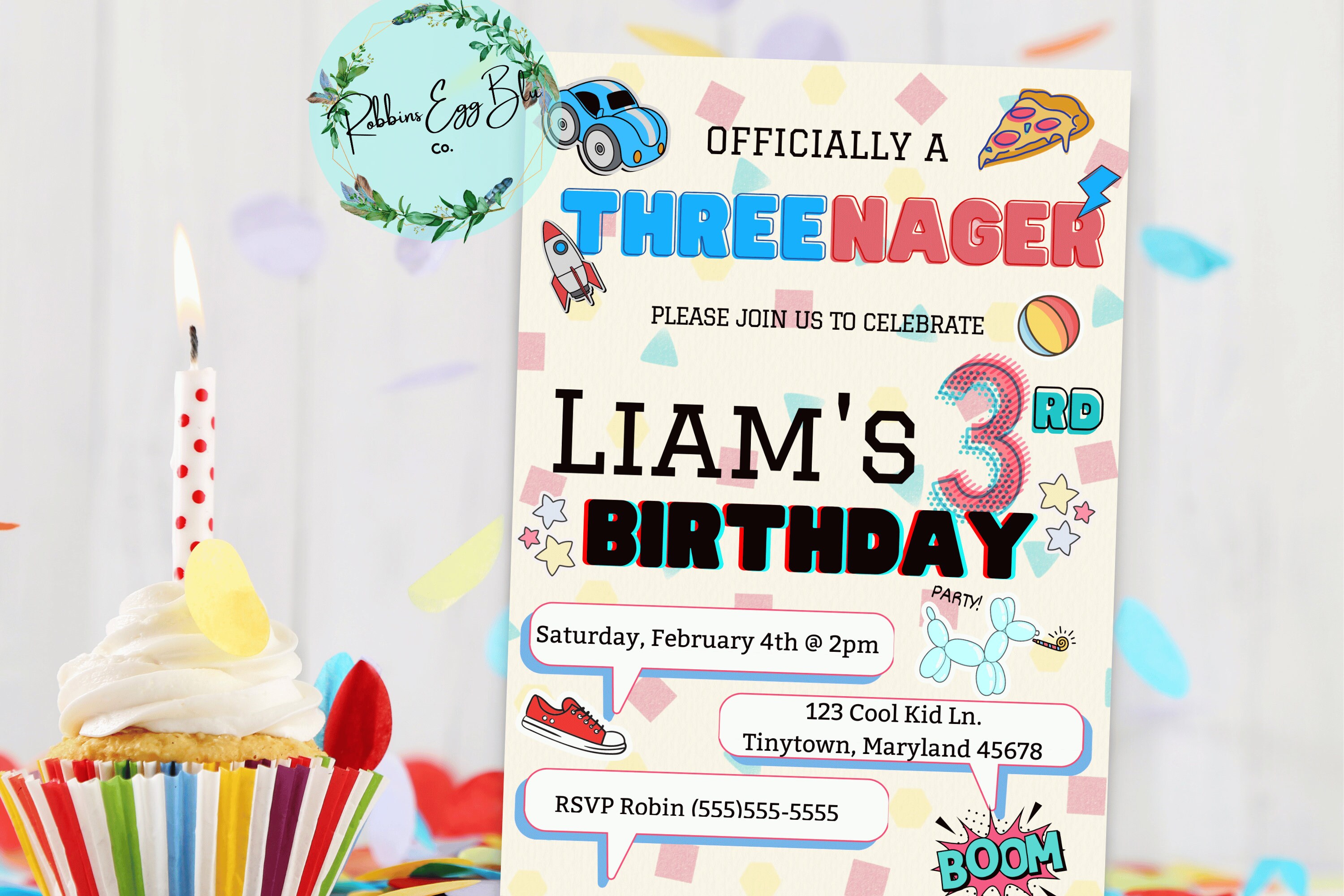 Threenager Boys Birthday Invitation Boys 3rd Birthday - Etsy